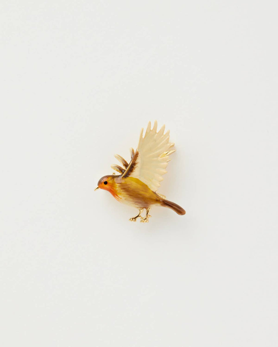 Enamel Flying Robin Brooch by Fable England – Betty Blossom